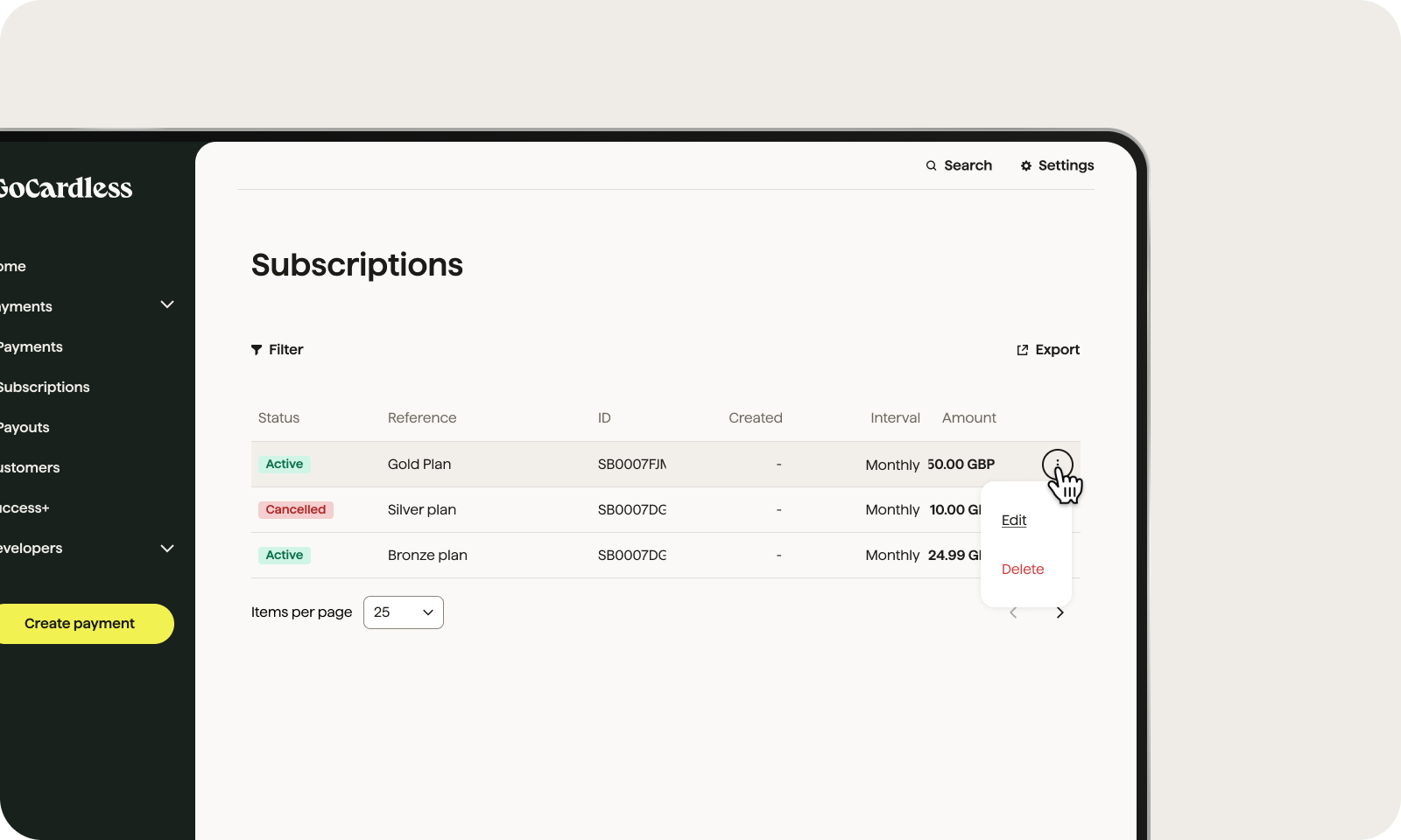 Edit a subscription template – Support Centre
